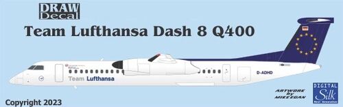 Draw Decal 72-DHC8-02 Bombardier Dash 8 Q400 - Team Lufthansa