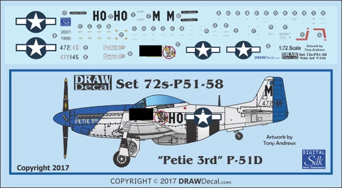 Draw Decal 72-P51-58 North American P-51 D - "Petie 3rd" Gathering of Mustangs and Legends