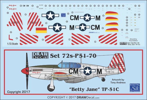 Draw Decal 72-P51-70 North American TP-51 C - "Betty Jane" Gathering of Mustangs and Legends