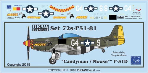 Draw Decal 72-P51-81 North American P-51 D - "Candyman - Moose"