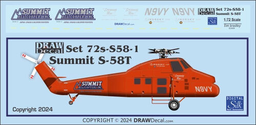 Draw Decal 72-S58-01 Sikorsky S-58 T - Summit Helicopters "Screaming Mimi"