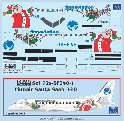 Draw Decal 72-SF340-01 Saab 340 - Finnaviation Santa Claus