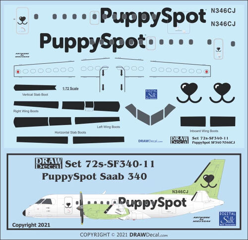 Draw Decal 72-SF340-11 Saab 340 - PuppySpot