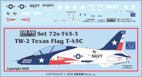 Draw Decal 72-T45-03 McDonnell Douglas T-45 C Goshawk - TW-2 "Texas Flag"