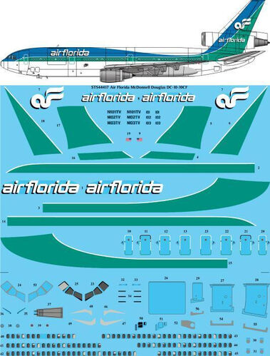 26 Decals STS44417 McDonnell Douglas DC-10-30CF - Air Florida Decals