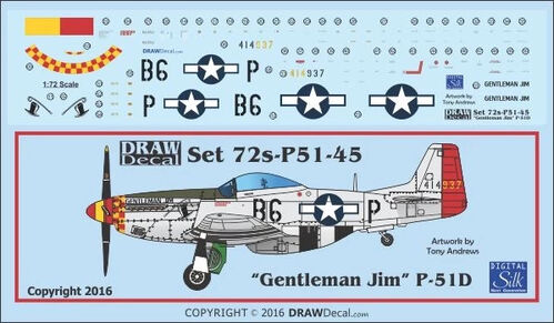 Draw Decal 72-P51-45 North American P-51 D - "Gentleman Jim" Gathering of Mustangs and Legends