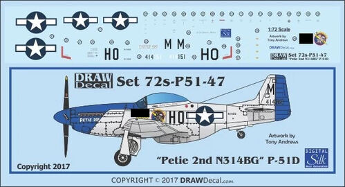 Draw Decal 72-P51-47 North American P-51 D - "Petie 2nd" Gathering of Mustangs and Legends (N314BG)