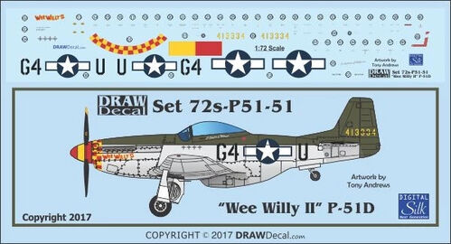 Draw Decal 72-P51-51 North American P-51 D - "Wee Willy II" Gathering of Mustangs and Legends