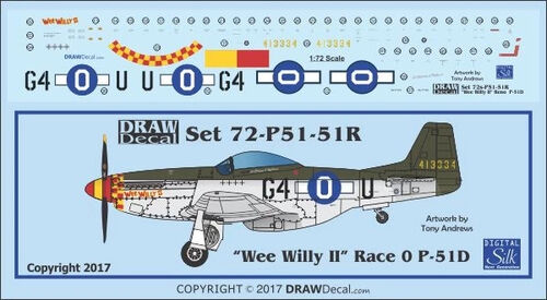 Draw Decal 72-P51-51R North American P-51 D - "Wee Willy II" Race 0