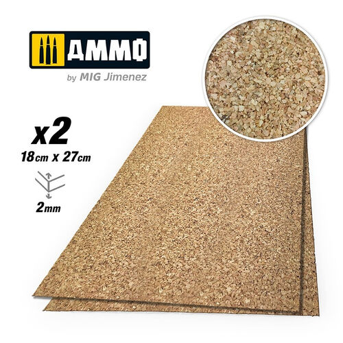 AMMO of Mig Jimenez 8839 Create Cork - Medium Grain (2 mm / 180 x 270 mm) - 2 pcs