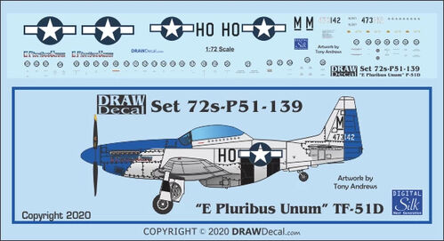 Draw Decal 72-P51-139 North American TF-51 D - "E Pluribus Unum"