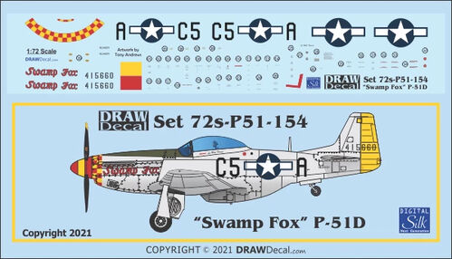 Draw Decal 72-P51-154 North American P-51 D - "Swamp Fox"