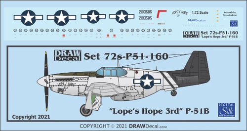 Draw Decal 72-P51-160 North American P-51 B - "Lope's Hope 3rd"