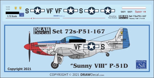 Draw Decal 72-P51-167 North American P-51 D - "Sunny VIII"