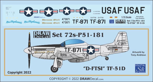 Draw Decal 72-P51-181 North American TF-51 D - "TF-871" (D-FTSI)