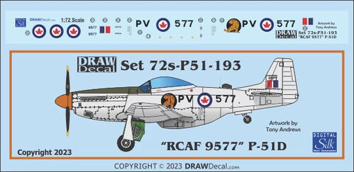 Draw Decal 72-P51-193 North American P-51 D - RCAF 9577