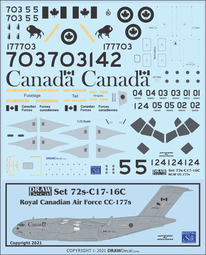 Draw Decal 72-C17-16C Boeing CC-177 - RCAF Later Markings