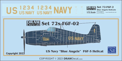 Draw Decal 72-F6F-02 Grumman F6F-5 Hellcat - Blue Angels