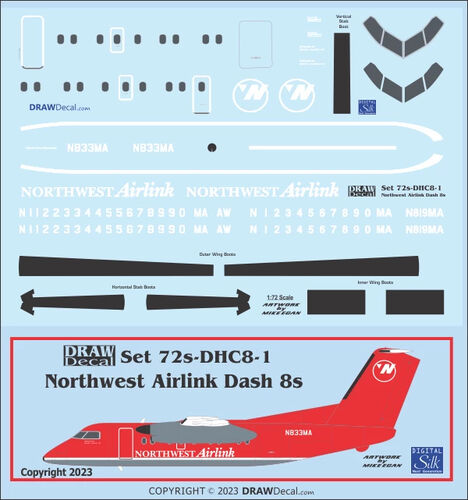 Draw Decal 72-DHC8-01 Bombardier Dash 8 100 - Northwest Airlink