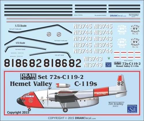 Draw Decal 72-C119-02 Fairchild C-119 - Hemet Valley