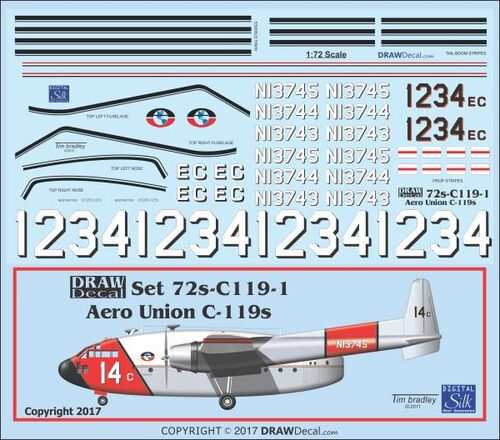 Draw Decal 72-C119-01 Fairchild C-119 - Aero Union