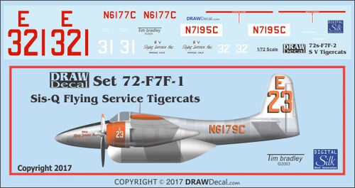 Draw Decal 72-F7F-01 Grumman F7F Tigercat - Sis-Q Fire Bombers
