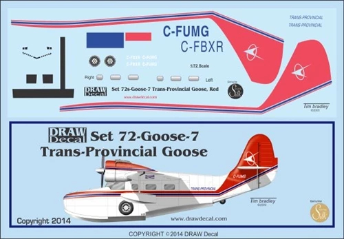 Draw Decal 72-GOOSE-07 Grumman G-21 Goose - Trans-Provincial (Red Scheme)