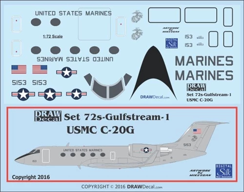 Draw Decal 72-GULFSTREAM-01 G-20 G - USMC "Gray Ghost"