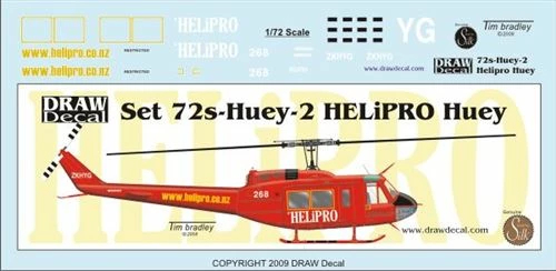 Draw Decal 72-HUEY-02 Bell UH-1 H Huey - HELiPRO New Zealand