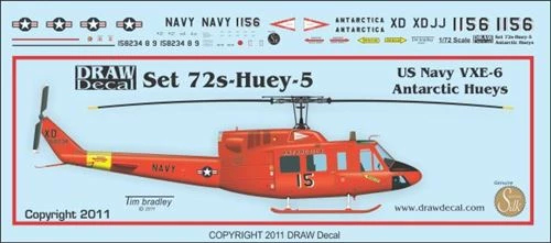 Draw Decal 72-HUEY-05 Bell UH-1 N Huey - VXE-6 Antarctic