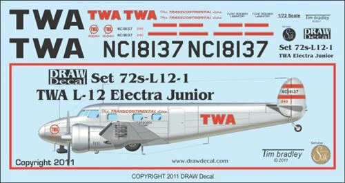 Draw Decal 72-L12-01 Lockheed L-12 Electra Junior - TWA