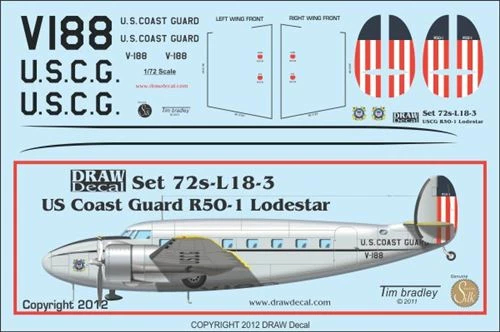 Draw Decal 72-L18-03 Lockheed LO-5 Lodestar - US Coast Guard