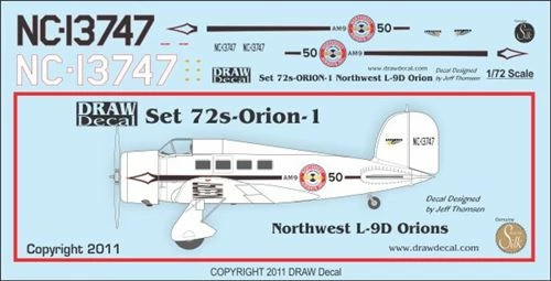 Draw Decal 72-ORION-01 Lockheed L-9 D Orion - Northwest Airlines