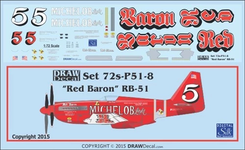 Draw Decal 72-P51-08 North American RB-51 - "Red Baron"