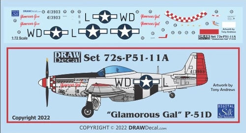 Draw Decal 72-P51-11A North American P-51 D - "Glamorous Gal" (1999 Version)