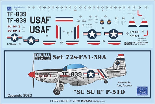 Draw Decal 72-P51-39A North American TF-51 D - "Su Su II"