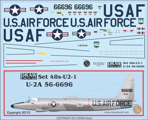 Draw Decal 48-U2-01 Lockheed U-2 A - USAF (56-6696)