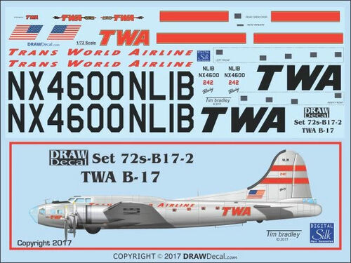 Draw Decal 72-B17-02 Boeing B-17 - TWA