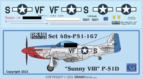Draw Decal 48-P51-167 North American P-51 D - "Sunny VIII"