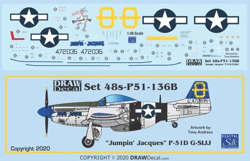 Draw Decal 48-P51-136B North American P-51 D - "Jumpin' Jacques" (G-SIJJ)