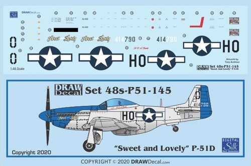 Draw Decal 48-P51-145 North American P-51 D - "Sweet and Lovely"