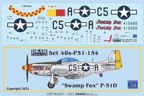 Draw Decal 48-P51-154 North American P-51 D - "Swamp Fox"