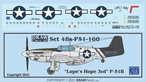 Draw Decal 48-P51-160 North American P-51 B - "Lope's Hope 3rd"