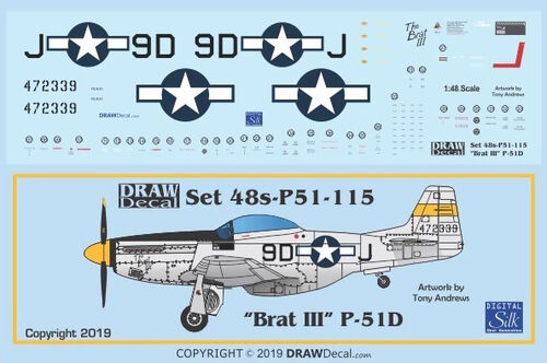 Draw Decal 48-P51-115 North American P-51 D - "The Brat III"