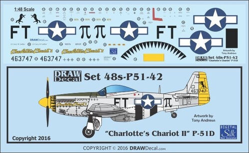 Draw Decal 48-P51-42 North American P-51 D - "Charlotte's Chariot II" Gathering of Mustangs and Legends