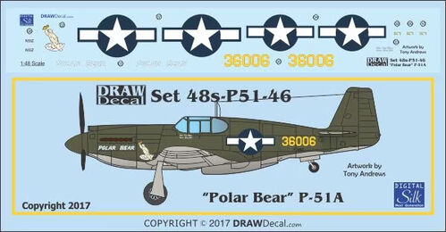 Draw Decal 48-P51-46 North American P-51 A - "Polar Bear" Gathering of Mustangs and Legends
