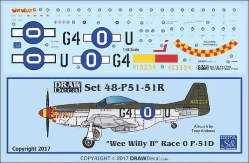 Draw Decal 48-P51-51R North American P-51 D - "Wee Willy II" Race 0