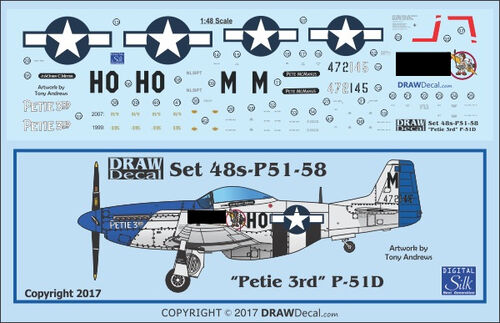 Draw Decal 48-P51-58 North American P-51 D - "Petie 3rd" Gathering of Mustangs and Legends