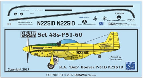 Draw Decal 48-P51-60 North American P-51 D - "R.A. Bob Hoover" Gathering of Mustangs and Legends (N2251)