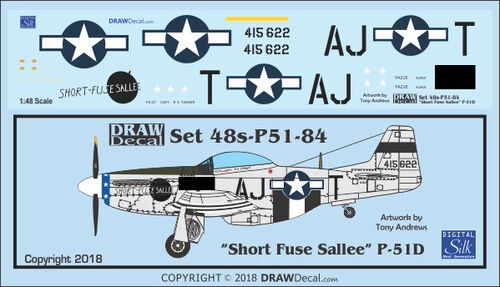 Draw Decal 48-P51-84 North American P-51 D - "Short-Fuse Sallee"